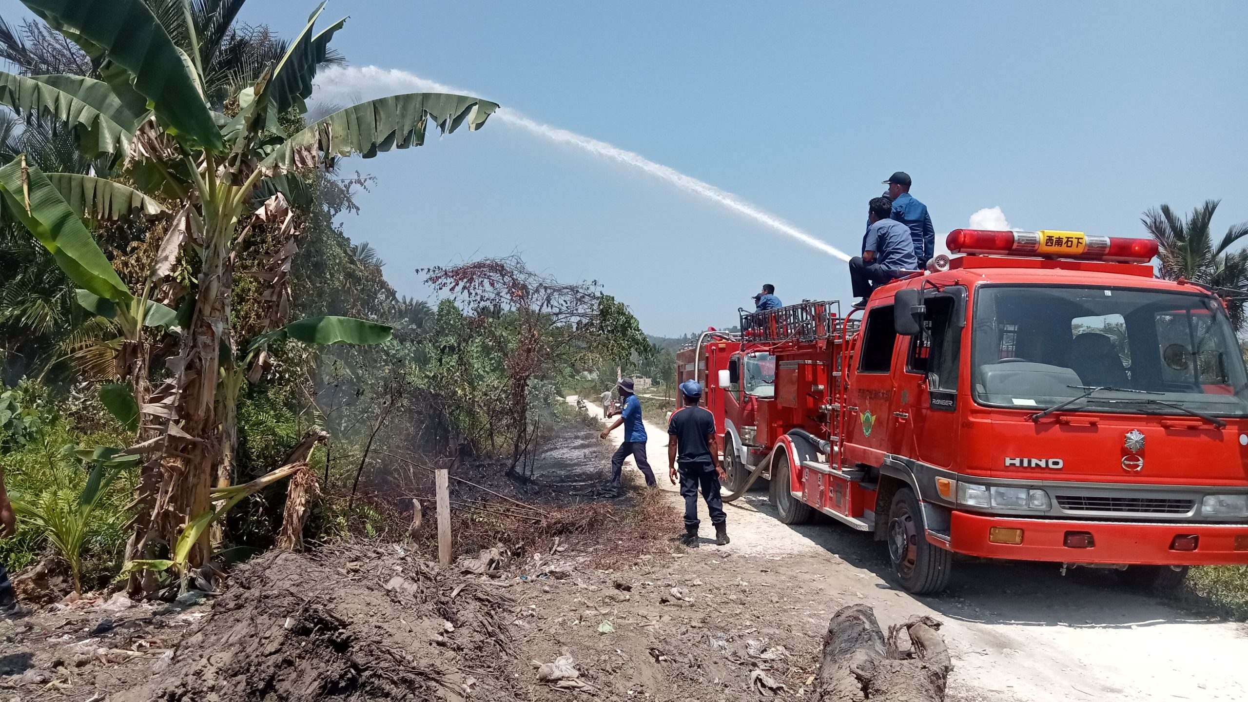Damkar Kab Buol Lakukan Giat pemadaman Api di Lahan Sagu Kompleks Kanal ...